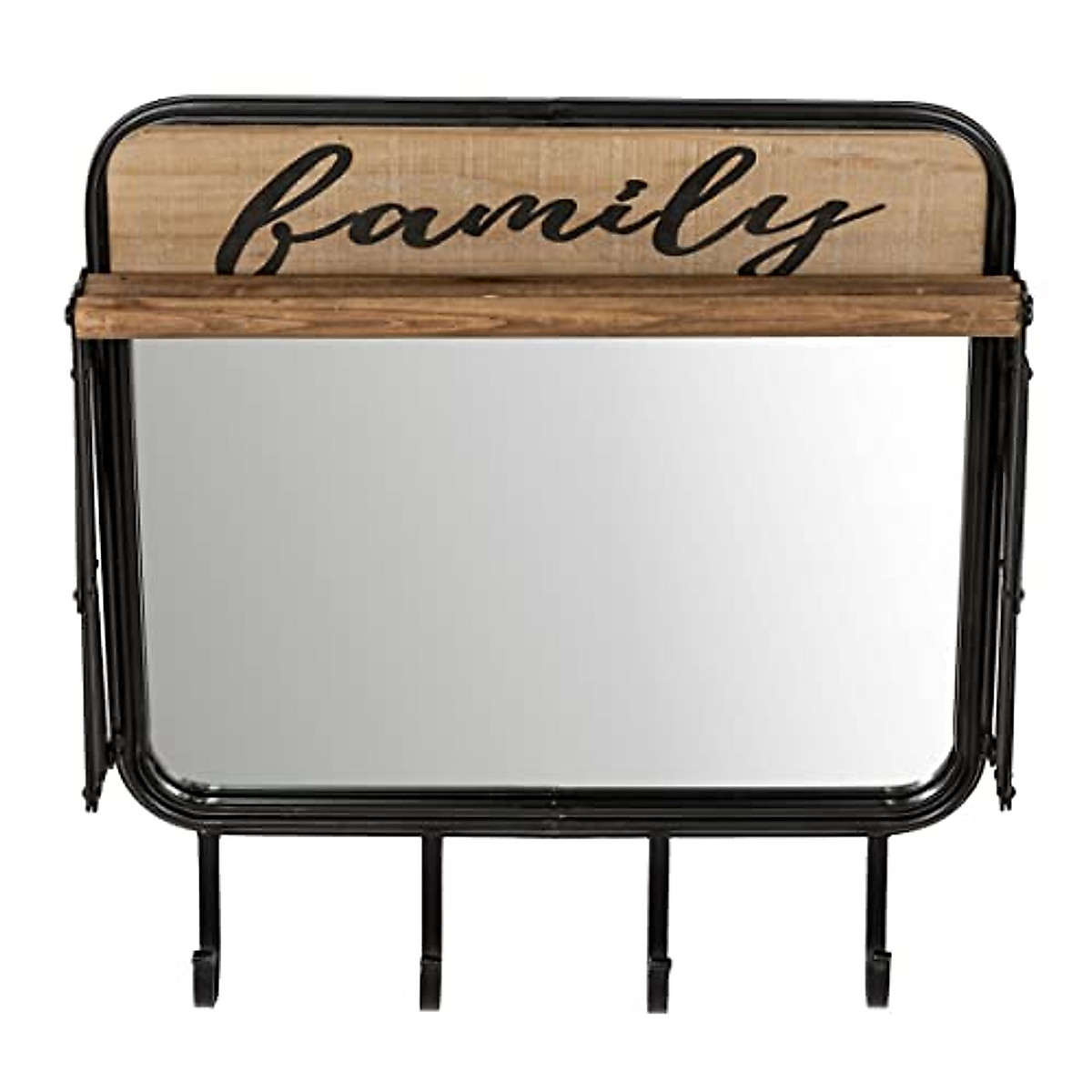 Wall Mirror Accordion Clothes Drying Rack, Laundry Wall Mount Retractable Towel Rack, 3 Bars, Mirror & 4 Hooks, Clothes Save Space Storage, Best for Laundry Room, Mudroom, Bathroom, Father's Day