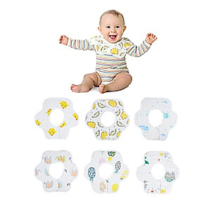 Muslin Baby Bibs 6 Pack Baby Bandana Drool Bibs 100% Cotton for Teething and Drooling, 6 Set for Unisex Boys Girls