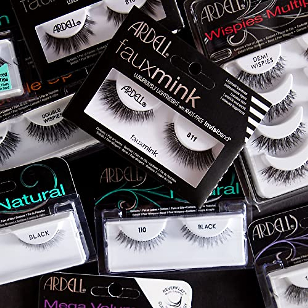 Ardell Faux Mink 811 Black False Lashes, Lightweight with Invisiband, 4 pairs