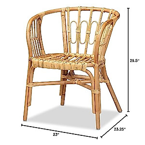 bali & pari Luxio Modern and Contemporary Natural Rattan Dining Chair