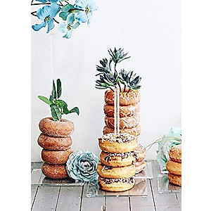 CY craft Acrylic Donut Stand 6 Pieces,Removable Clear Donuts Display Stand Bagels Holder for Party Wedding Birthday Treat Display Corner Decor,Non-slip Doughnut Bar 16 inch and 10 inch