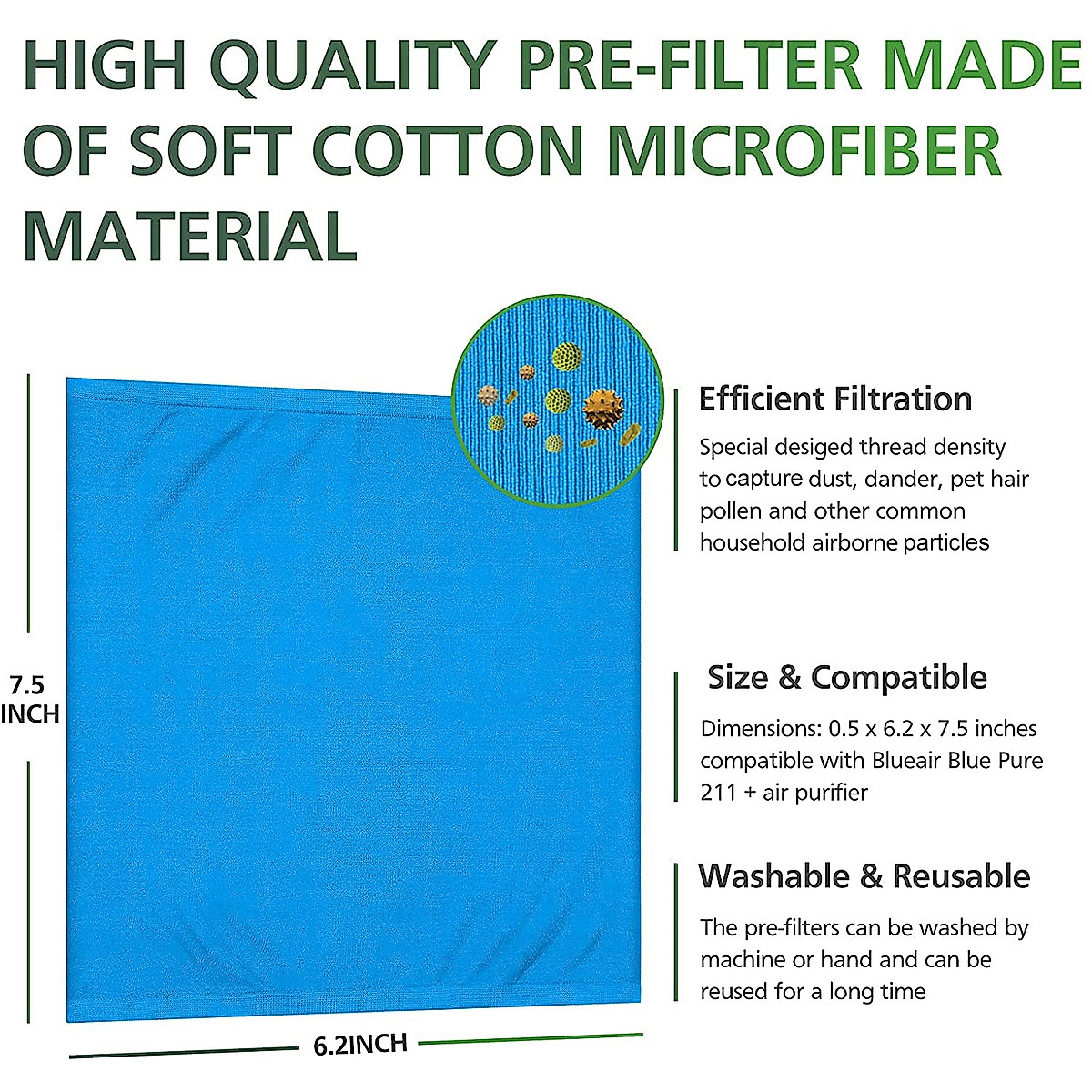 isinlive 4 Pack Replacement Washable Pre-Filters Compatible with Blueair Blue Pure 211+ Air Purifier, Removes Pollen, Dust, Pet Dander and Other Airborne Particles（Blue, Grey, Green, Purple)