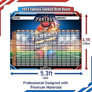 Bambluby Fantasy Football Draft Board 2023-2024 Kit - Extra Large Set with 596 Player Labels - Premium Color Edition[14 Teams 20 Rounds]