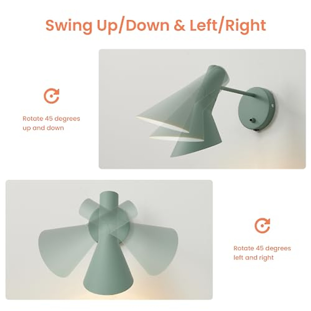 Gutenliter Modern Wall Sconces Lighting Fixture Adjustable Beside Fixed Wall Lamp for Industrial Bedroom Home Indoor Rotatable Wall Light for Bedroom (Pastel Blue)