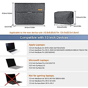 Laptop Sleeve 13 Inch Laptop Bag Fits 13/13.6" MacBook Air M2/M1/ Pro M1 M2 2022-2016, MacBook Pro 14 2021 2022 Pro/Max, Notebook Computer Carrying Bag Slim Case Pouch with Small Bag, Gray…