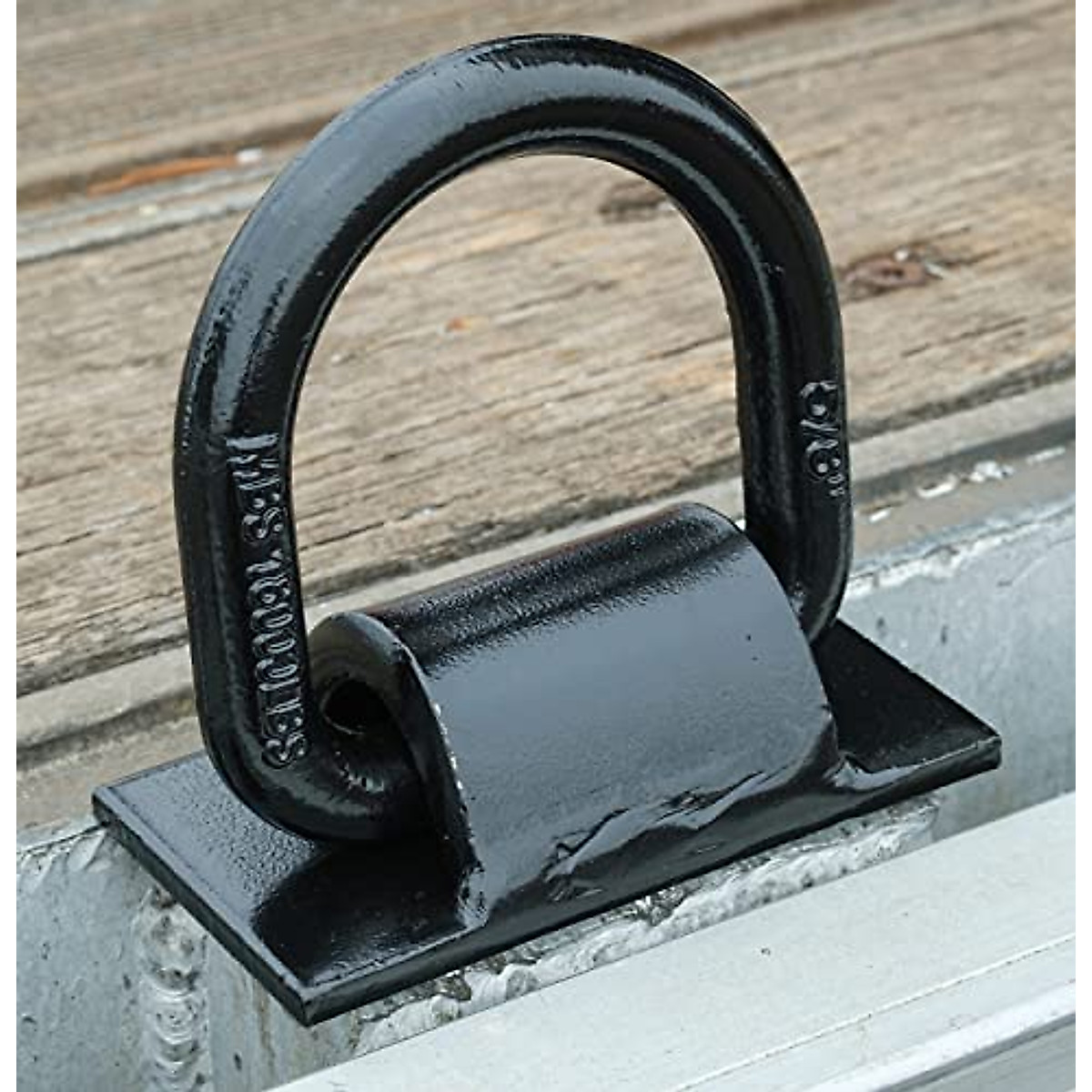 Mytee Products (4 Pack) Heavy Duty Adjustable Trailer Stake Pocket -Small 5/8 Inch Forged D Ring Black Powder Coated w/ 1/2" Hitch Pin, Load Limit 5400 lbs; 2 Adjustable Holes | Stake Pocket D-Ring