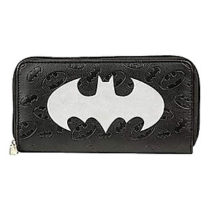 Bat Man Metal Logo Zip Around Women's Hand Purse Clutch Wallet