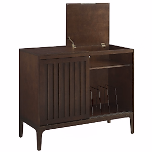 Crosley Furniture Asher Media Console and Record Player Stand with Storage for Vinyl Records, Dark Brown
