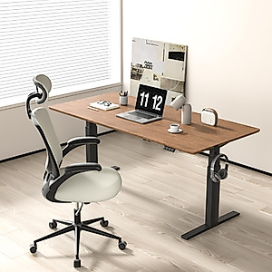 Ergonomic Office Chair, Mesh Desk Office Chair with Adjustable Headrest & Lumbar Support, High Back Task Computer Chair with Flip-up Armrests, Executive Chair for Home Office (Grey)