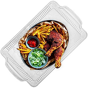 Lawei 10 Pack Plastic Dessert Cookie Platters, 12 x 8 Inch Reusable Food Serving Trays with Handles, Rectangular Serving Decorative Platter for Snack, Dessert Table, Wedding, Bathroom Vanity Table