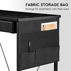Ｍａｉｈａｉｌ Maihail Home Office Desk with Drawers Shelves, 39 inch Computer Corner Desk for Small Space, Small L Shaped Desk with Side Storage for Bedroom, Black