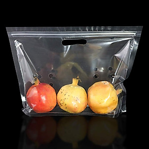 FDA Compliant Double-Sided Transparent Portable Food Storage Zip Top Bags Pouch with Butterfly Hang-Hole and Vent Hole (100, 35oz)