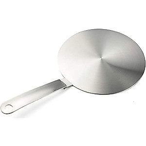 2020 Newest Heat Diffuser Stainless Steel Induction Adapter Plate Removable Handle Coffee Milk Cookware Induction Hob Heat Cooking Diffuser for Electric Stove 5.5inch