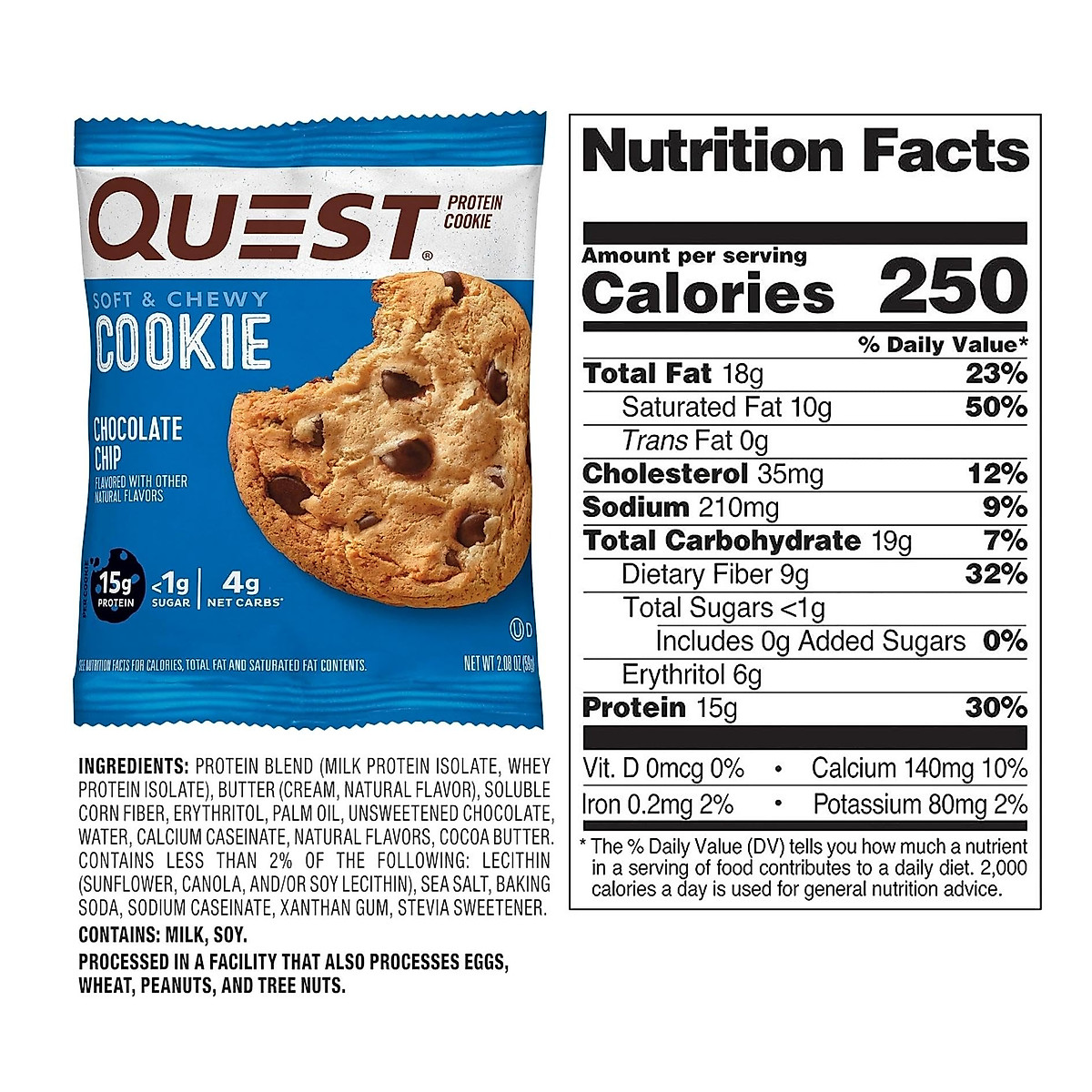 Quest Protein Cookie Variety Pack of 5 Flavors (10 Count) High Protein Low Carb Snack Bundle by ZIGGALOU®
