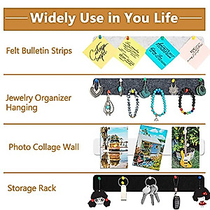 8 Packs Felt Pin Board Bar Strips Bulletin Board for Bedrooms Offices Home Wall Decoration, Notice Board Self Adhesive Cork Board with 50 Push Pins for Paste Notes, Photos, Schedules