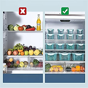 Fruit Storage Containers for Fridge, 5 Sizes, with Drain Basket and Lid, Suitable for Kitchen, Refrigerator Fruit and Vegetable Storage,XL/5800ML