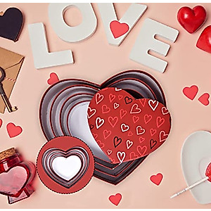 Valentine's Day Heart Shaped Gift Boxes 4 Pack Red Valentine Hearts Treat Box with Lids Valentines Nesting Cardboard Cookie Box for Gift Giving Holiday Decorative Easy Present Wrapping & Packaging