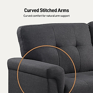 Lilola Home Lucca Dark Gray Linen Reversible Sleeper Sectional Sofa with Storage Chaise