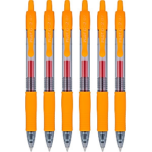 PILOT G2 Premium Refillable & Retractable Rolling Ball Gel Pens, 0.7mm Fine Point, Orange, 6-Pack
