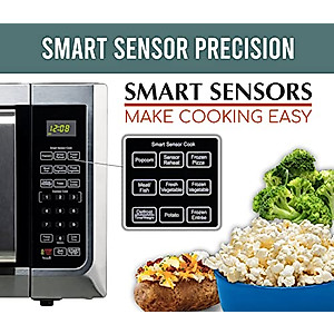 Farberware Countertop Microwave 1100 Watts, 1.3 cu ft - Microwave Oven With LED Lighting and Child Lock - Perfect for Apartments and Dorms - Easy Clean Stainless Steel