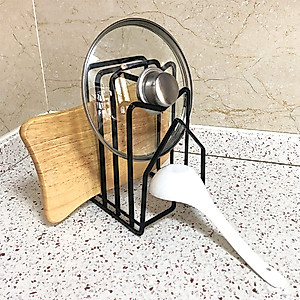 Cutting Board Rack Lid and Chopping Board Block Shelf Organizer Multilayer Stand Holder Kitchen Countertop Pot Pan Store Rack Color Black