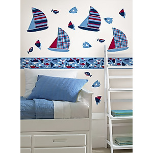 Wall Pops WPS0613 Regatta Stripe Wall Decals, 6.5-inch by 12-foot