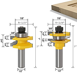 3 PCS Router Bit Set, 1/2-Inch Shank Round Over Raised Panel Cabinet Ogee Door Rail and Stile Router Bits, Woodworking Wood Cutter