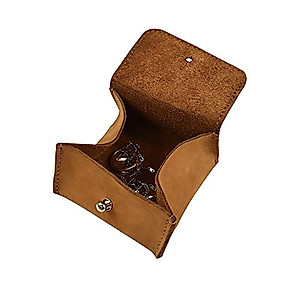 Hide & Drink, Jewelry Pouch, Mini Travel Size Box, Rings & Precious Articles Storage Organizer, Groom & Bridesmaid Wedding Gifts, Full Grain Leather, Handmade, Old Tobacco