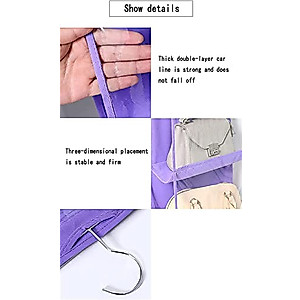 Dosurgorn Double-Sided Six-Layer Hanging Storage Bag, 6 Pockets Hanging Closet Storage Bag, High Capacity Transparent Collapsible Non-Woven Hanging Handbag Storage Hanging Bag, 90CM*35CM*32CM (Gray)