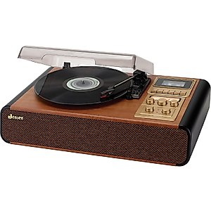 JENSEN JTA-385 JTA-385 3-Speed Belt-Drive Turntable with Pitch Control, Cassette Player/Recorder, AM/FM Stereo Radio, and Built-in Speakers