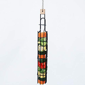 POPETPOP Stainless Steel Birds Fruit Vegetable Holder Parrot Feeder Foraging Toy Hanging Basket Fruit Fork Bird Treat Skewer Cage Accessories for Cockatiels Samll Animals