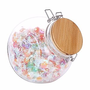 KKC HOME ACCENTS Glass Candy Jar,Cookies Jar with Airtight Lid,Vacuum Sealed Candy Jar with Lid for Candy Buffet,Cookie,Snack,68 Fluid oz,Seals Tightly