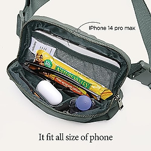 ODODOS Unisex Mini Belt Bag with Adjustable Strap Small Fanny Pack for Workout Running Traveling Hiking, Iron Gray