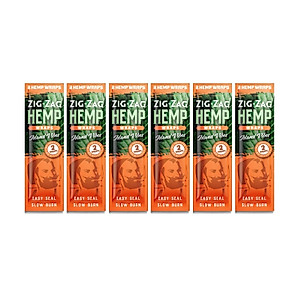 ZIG-ZAG Natural Hemp Wraps - Organic, Slow-Burning, 2 Wraps/Pack, 6-Pack Bundle, Total 12 Wraps, Island Vibes
