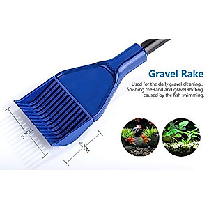 AquaticHI 5 in 1 Aquarium/Fish Tank Cleaning Kit/Tool, Algae Scraper, Fish Net, Sponge, Plant Fork, Gravel Rake, Length 19 inches (Non-Extendable)