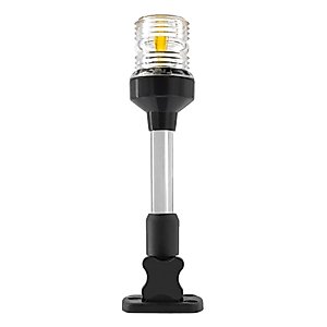 ISURE MARINE 9" LED Fold Down Boat Stern Light 3 Nautical Mile Navigation Anchor Lights White All Round 360° for Pontoon and Fishing Boats