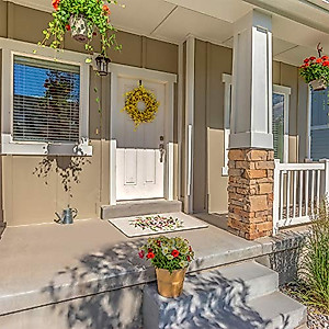 Nuanchu Flower Welcome Doormat 15.7 x 23.6 Inch Flower Theme Indoor Outdoor Welcome Mat Non Slip Welcome Mat for Spring Easter Door Decor