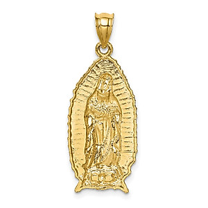 Jewelry Stores Network Religious Figure Our Lady of Guadalupe Pendant in Real 14k Yellow Gold 27x14mm
