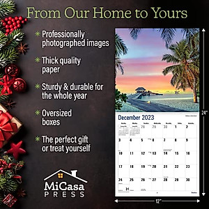 MICASA Beaches 2023 Hangable Monthly Wall Calendar | 12" x 24" Open | Thick & Sturdy Paper | Giftable | Beautiful Tropical Scenic Vacation Nature Photography