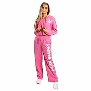 Hello Kitty Adult Zip Up Hoodie and Jogger Set-S Pink