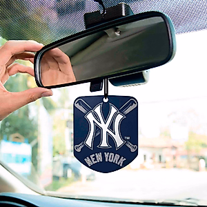 FANMATS 61551 MLB New York Yankees Hanging Car Air Freshener, 2 Pack, Black Ice Scent, Odor Eliminator, Shield Design with Team Logo