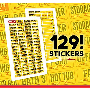 Linelax Circuit Breaker Box Labels – 129 Weatherproof Fuse Box Stickers