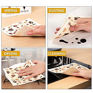 6 Pieces Cat Sweedish Dishcloth Dish Towels Durable Swedish Cleaning Cloths Absorbent and Fast Dry Kitchen Towels Cats Cleaning Cloths for Kitchen Bathroom Office Wedding Housewarming