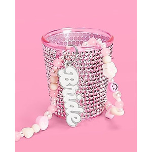 xo, Fetti Shot Glass Bride Beaded Necklace - 2 oz | Bachelorette Party Decorations, Rhinestone Bride Party Favors, Cute Bridesmaid Gift