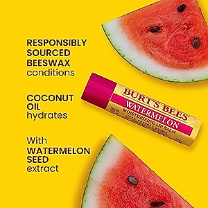 Burt's Bees Lip Balm - Watermelon, Lip Moisturizer With Responsibly Sourced Beeswax, Tint-Free, Natural Origin Conditioning Lip Treatment, 2 Tubes, 0.15 oz.