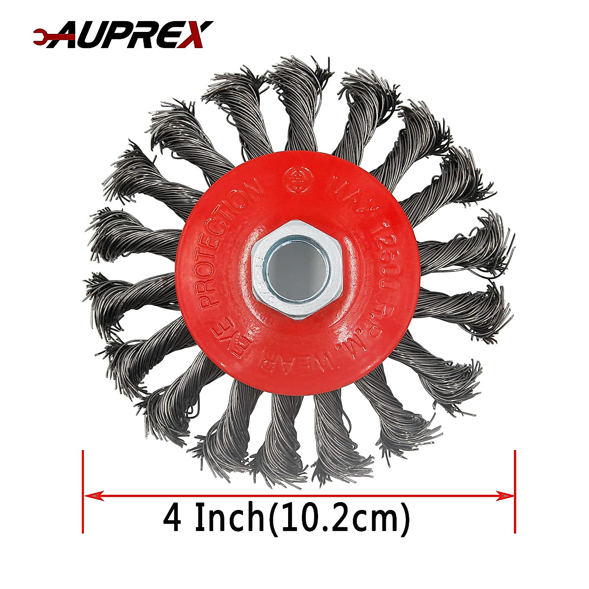 AUPREX 5 Pack 4 Inch Twist Knotted Wire Wheel Brush for Angle Grinder with 5/8 Inch-11 Threaded Arbor - 0.02 Inch Carbon Steel Wire for Heavy-Duty Conditioning for Various Metals