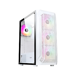 Fast Gaming Computer Desktop Gaming PC RGB AMD Ryzen 5 5600G 12 Core Logical 4.4GHz with AMD Radeon Graphics 16GB DDR4 500GB SSD Windows 10, White