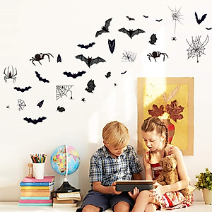 112 PCS Halloween Bat Spider Wall Stickers Decals for Halloween Party Decoration Supplies