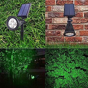 Clordeal Green Solar Spotlight, 2 in 1 Solar Powered LED Landscape Lights Outdoor, Waterproof 4 LED Solar Tree Uplight Garden Decorative Lighting (Green)