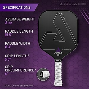 JOOLA Method Pickleball Paddle with Smooth or Textured Carbon Grip Surface Technology for Maximum Spin and Control - Polypropylene Honeycomb Core Pickleball Racket Available in 12mm and 14mm